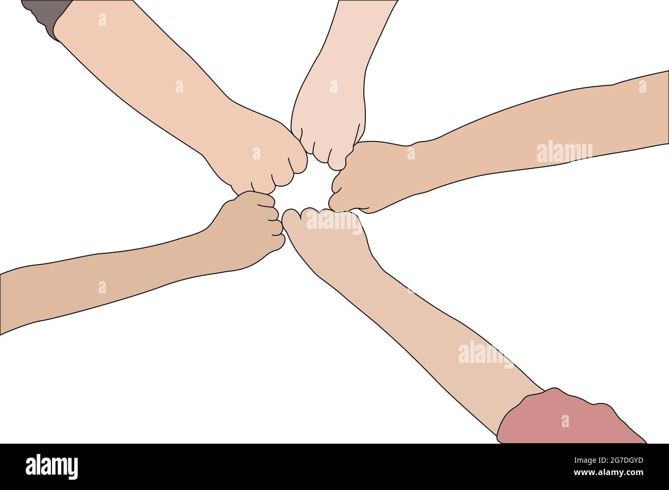 Illustration of team hand isolated on a white background-cooperative ...