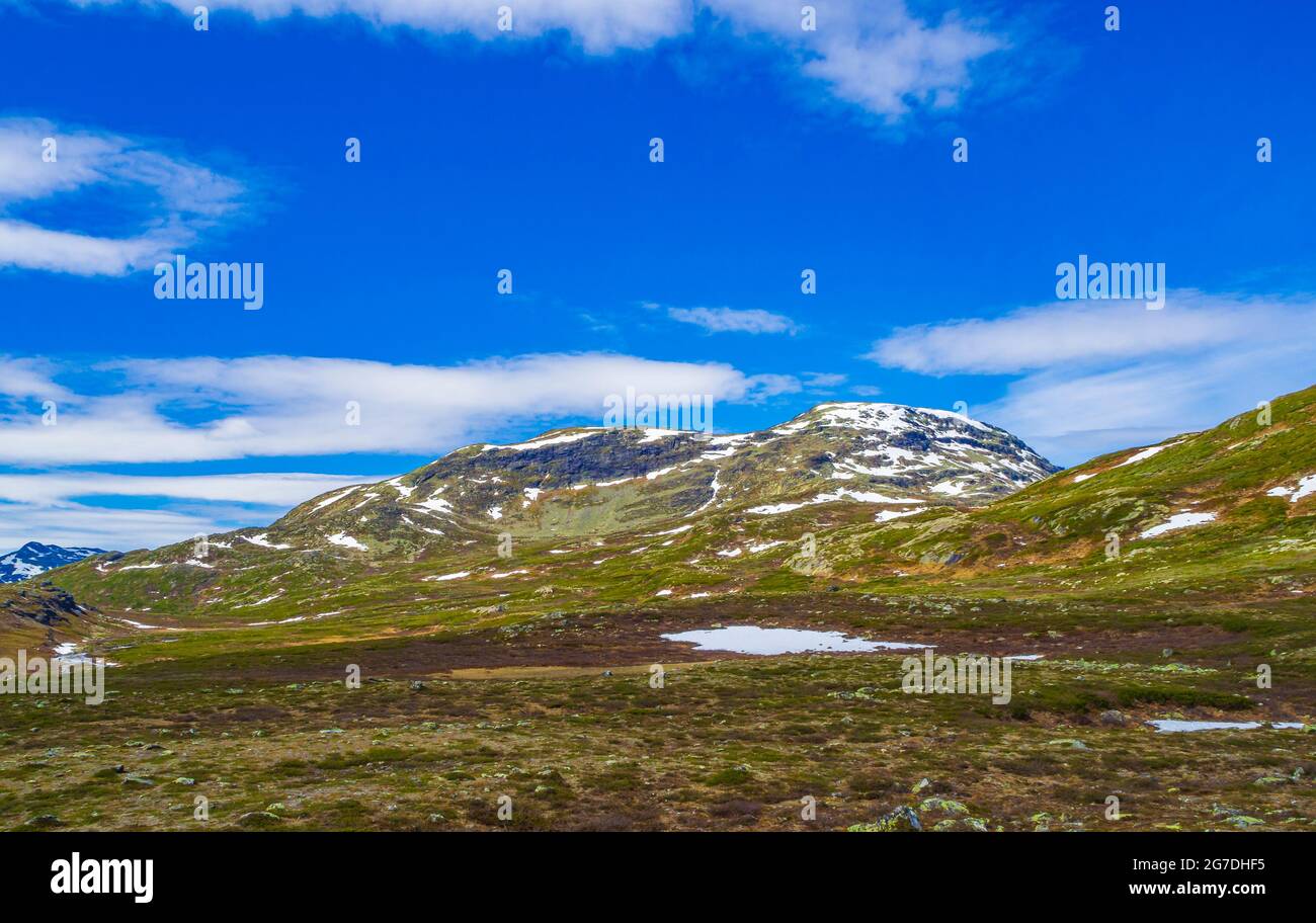 Amazing Vavatn lake panorama rough landscape view rocks boulders and ...