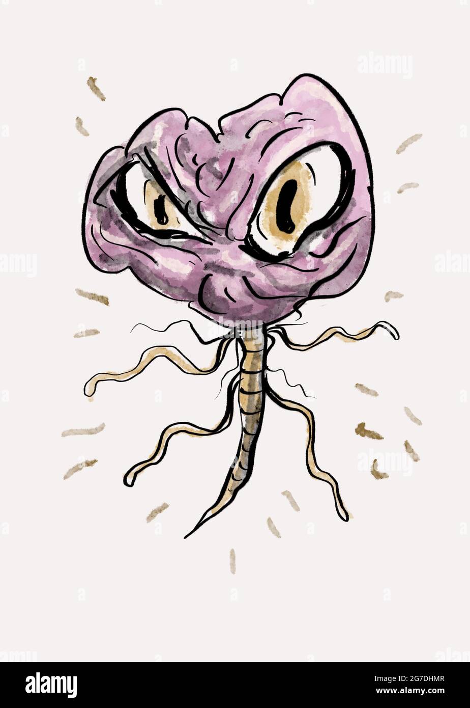 brain with eyes character illustration Stock Photo - Alamy