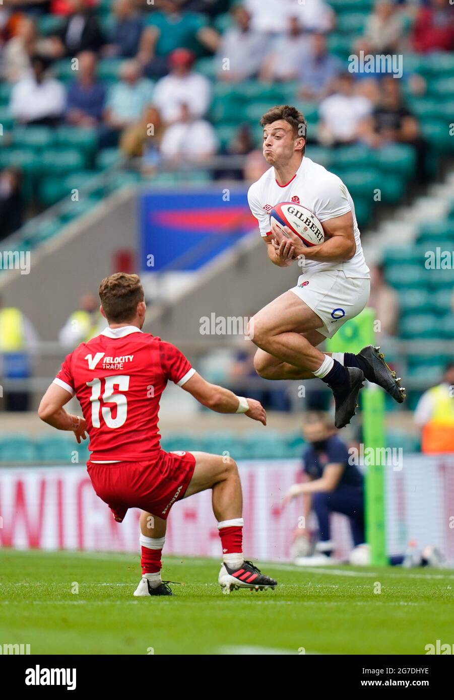England wing Adam Radwan catches a high ball during the England -V ...