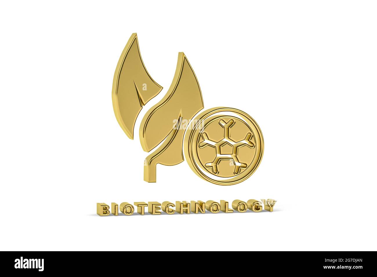Golden 3d biotechnology icon isolated on white background - 3d render ...