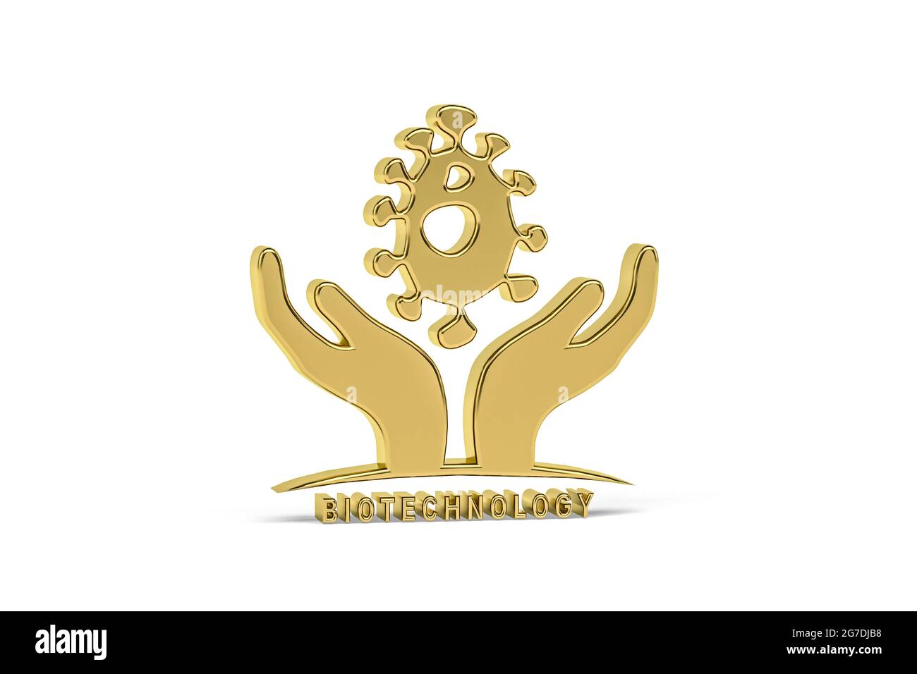 Golden 3d biotechnology icon isolated on white background - 3d render ...