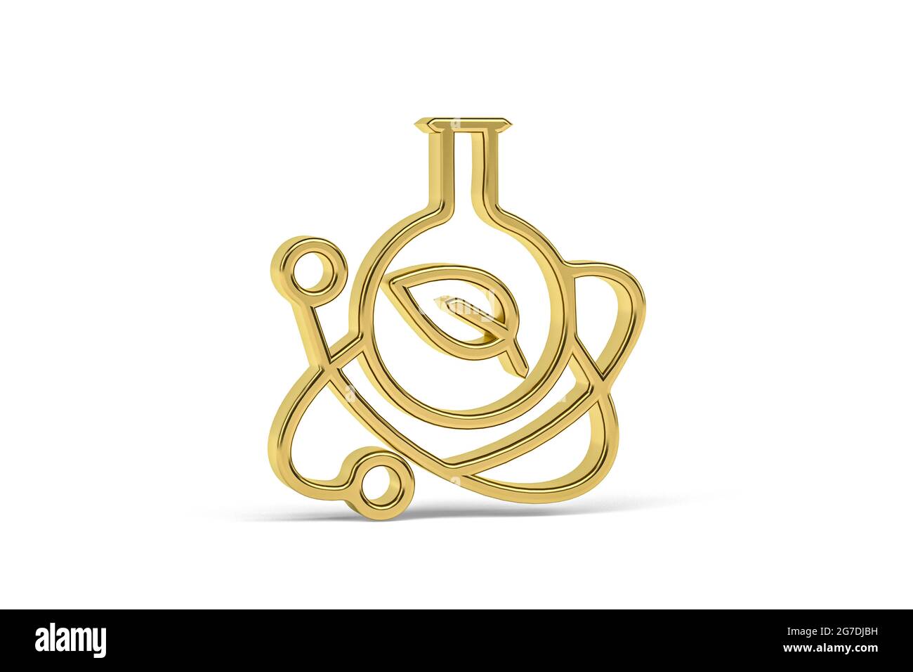 Golden 3d biotechnology icon isolated on white background - 3d render ...