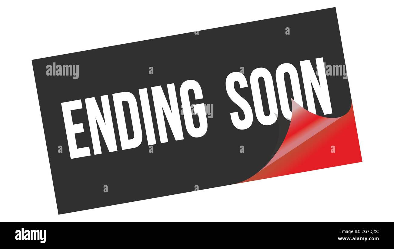 ENDING SOON text written on black red sticker stamp Stock Photo - Alamy