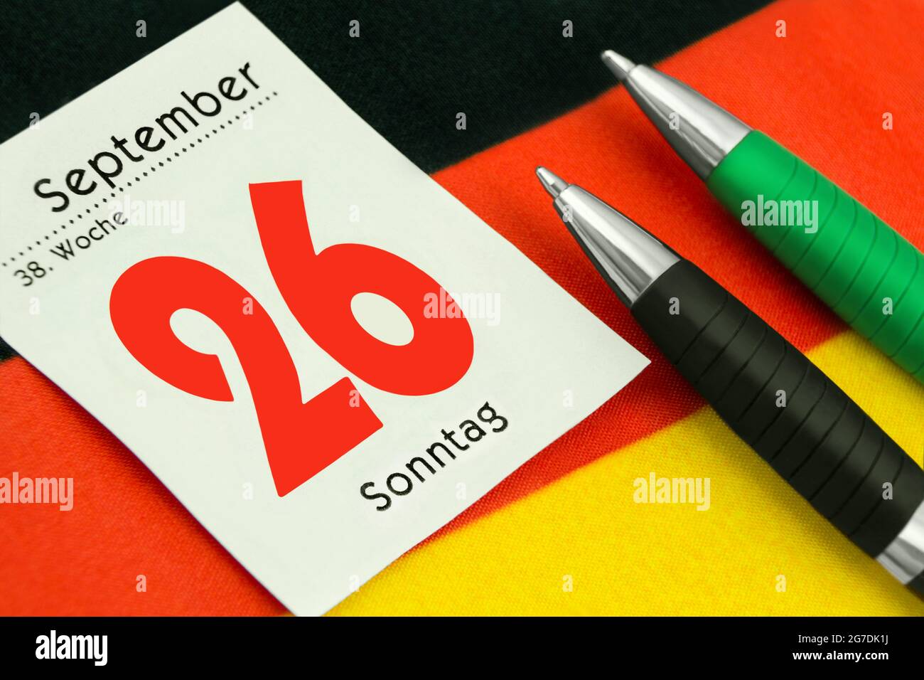 Calendar 2021 Sunday September 26 Week 38 and Flag Stock Photo - Alamy