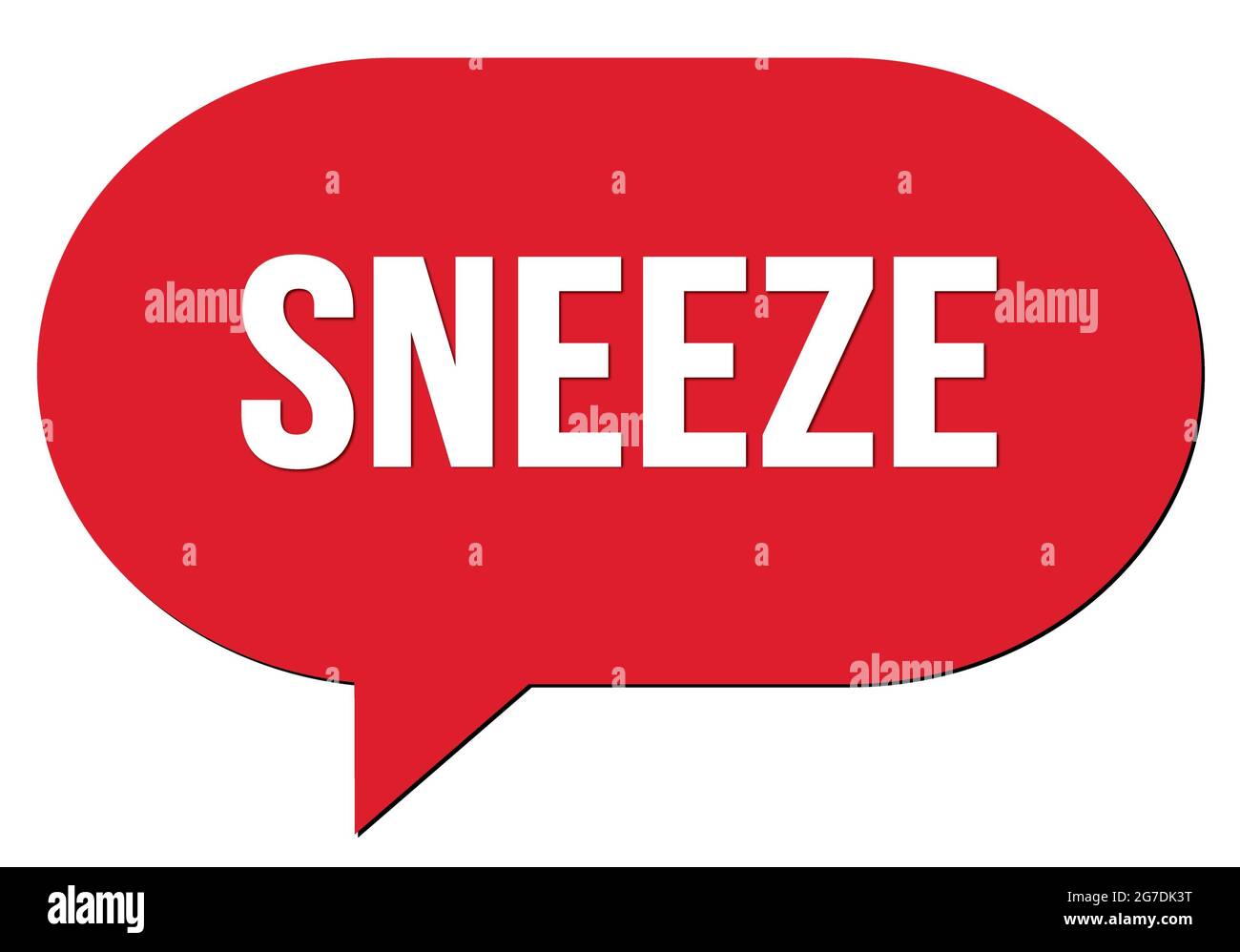 SNEEZE text written in a red speech bubble stamp Stock Photo - Alamy