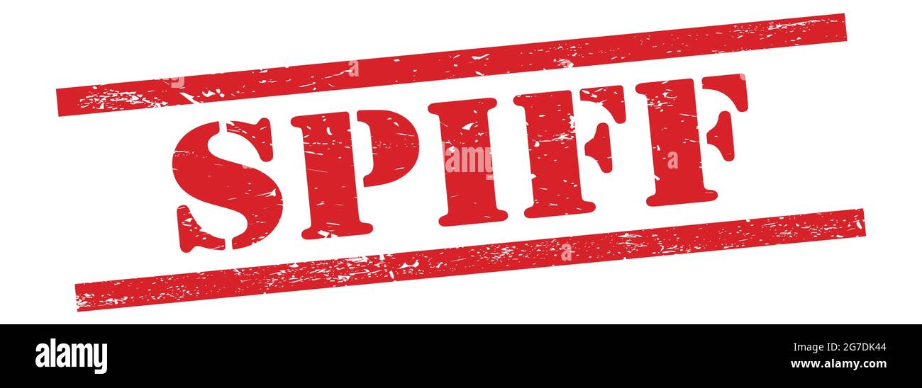 SPIFF text on red grungy vintage rubber stamp Stock Photo - Alamy