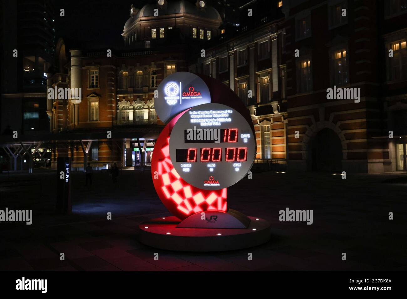 Tokyo, Japan. 13th July, 2021. Tokyo 2020 Olympic Games countdown clock ...