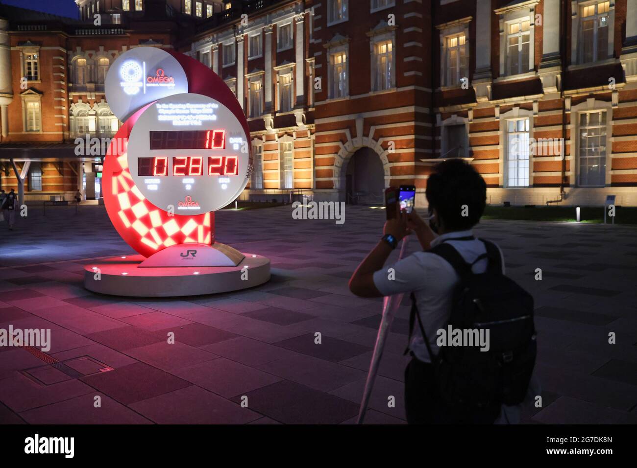 Tokyo, Japan. 13th July, 2021. Tokyo 2020 Olympic Games countdown clock ...