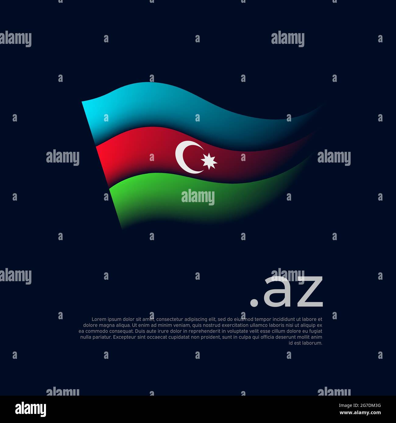 Azerbaijan flag. Stripes colors of the azerbaijani flag on a dark ...