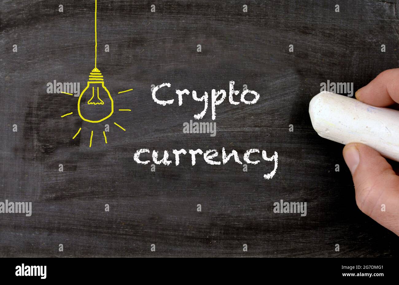 Blackboard Crypto currency idea drawing Stock Photo - Alamy