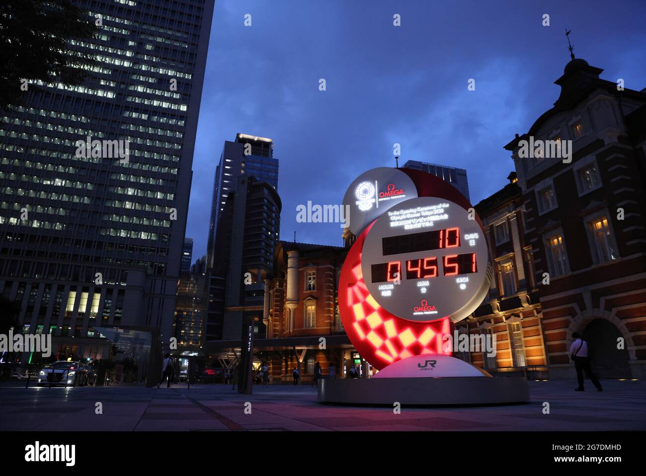 Tokyo, Japan. 13th July, 2021. Tokyo 2020 Olympic Games countdown clock ...
