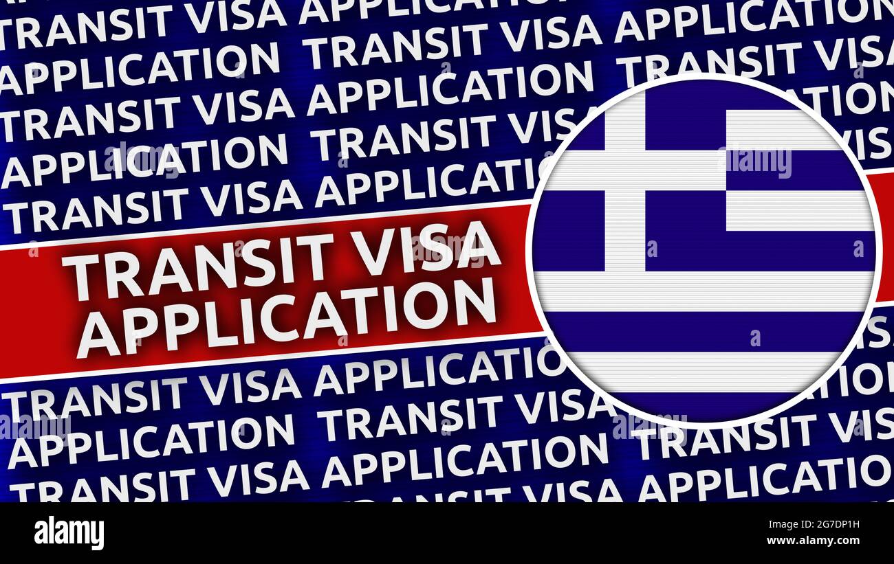 Greece Circular Flag with Transit Visa Application Titles - 3D ...