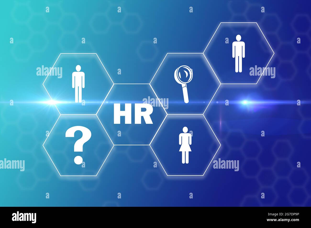 Illustration of the HR pentagon network on a blue background Stock ...