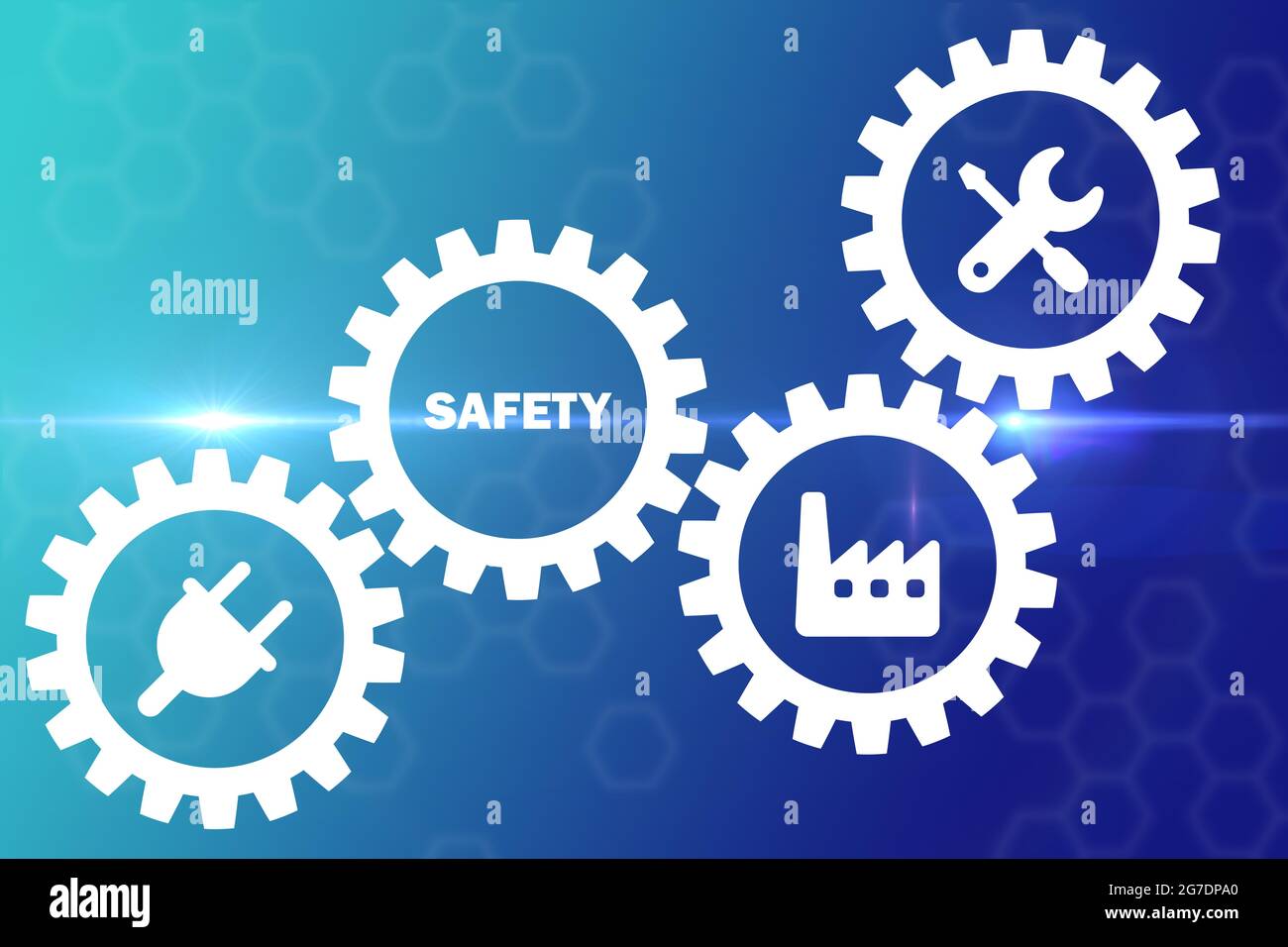 Illustration of safety icons network on a blue background Stock Photo ...
