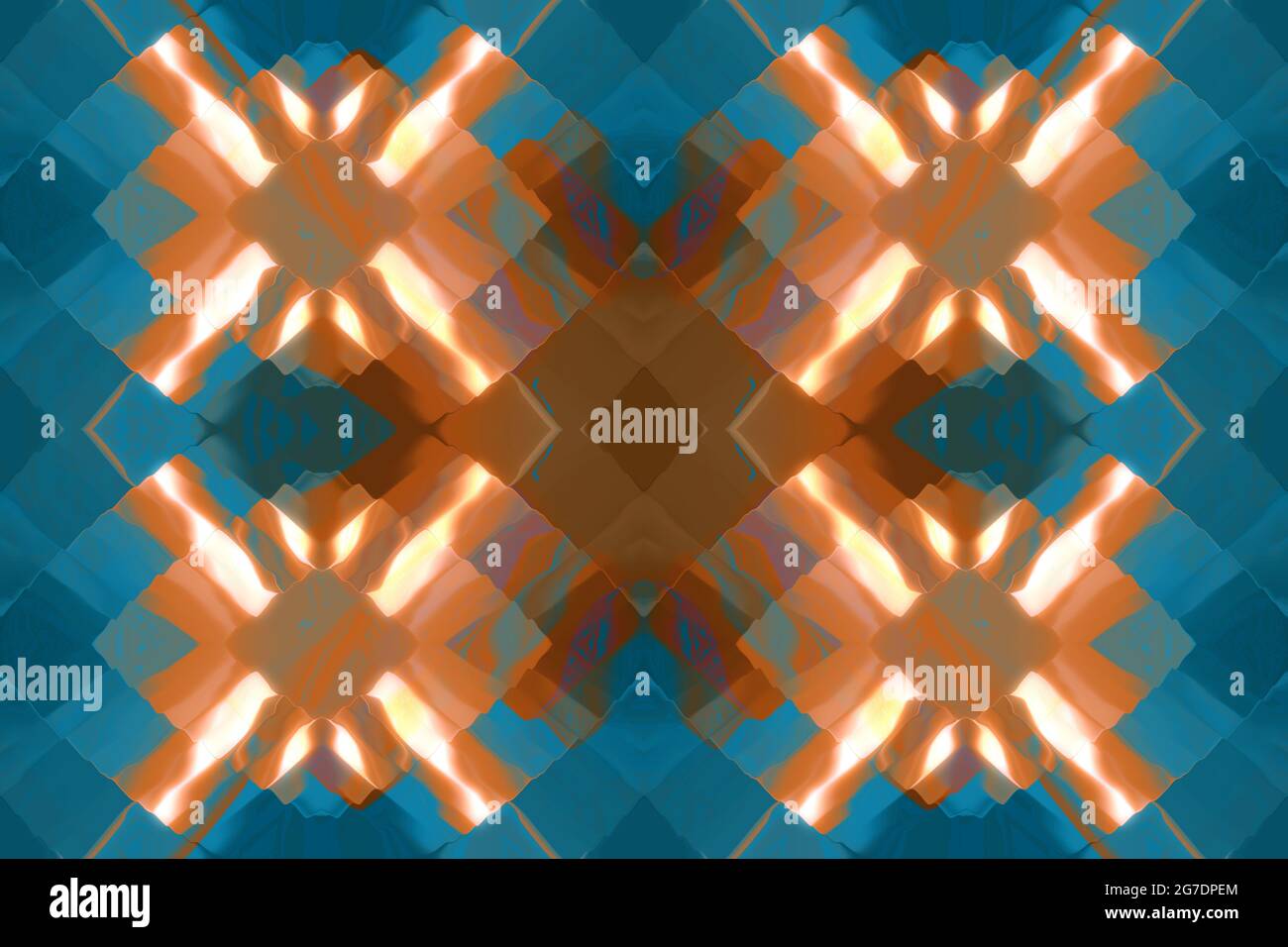 Illustration of blue and orange abstract continuous small squares Stock ...