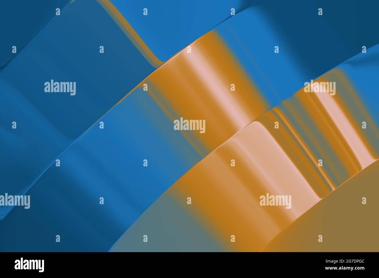 Illustration of blue and orange patterned abstract continuous mirror ...