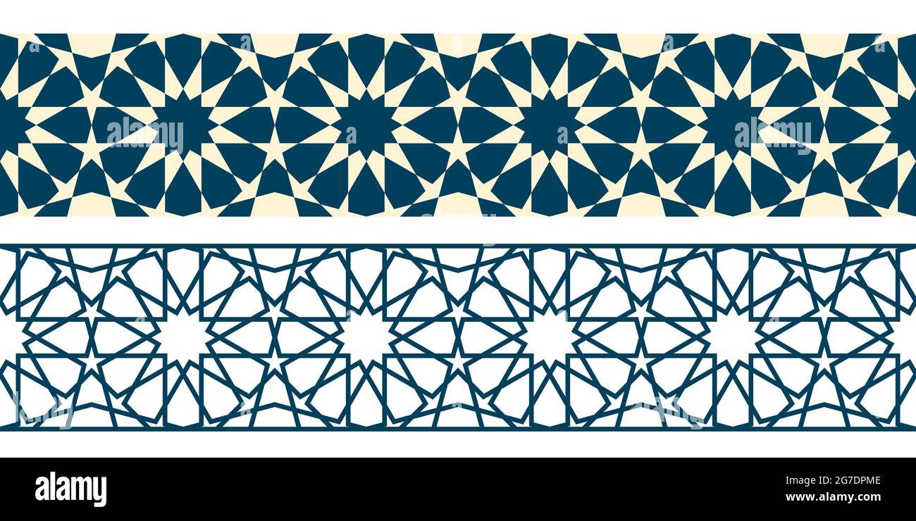 Set of Geometric Islamic horizontal Seamless Patterns or decoration ...