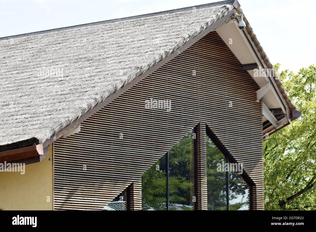 Closeup shot of a wooden house roof detail on a bright day Stock Photo ...