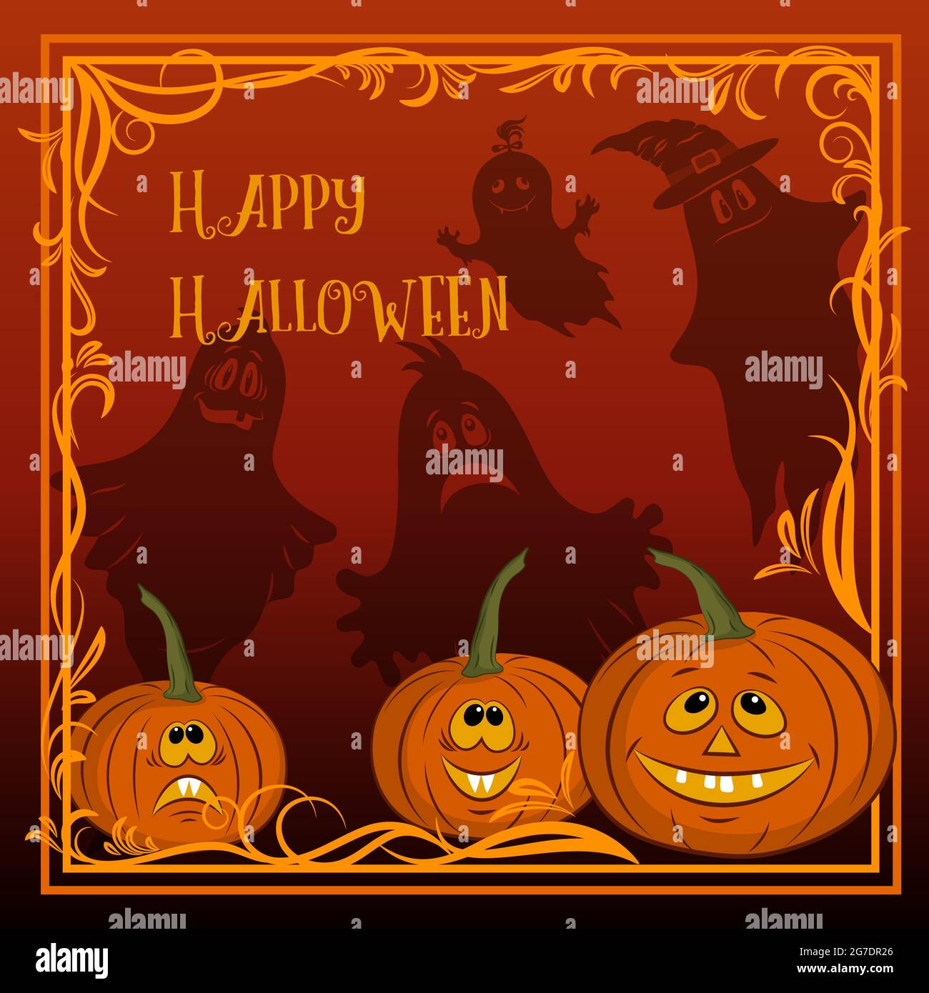 Halloween Pumpkins and Ghosts Stock Vector Image & Art - Alamy