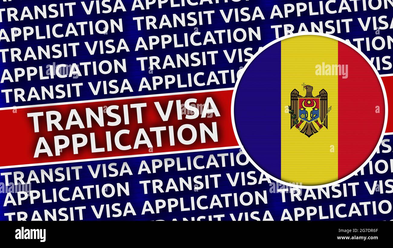 Moldova Circular Flag with Transit Visa Application Titles - 3D ...