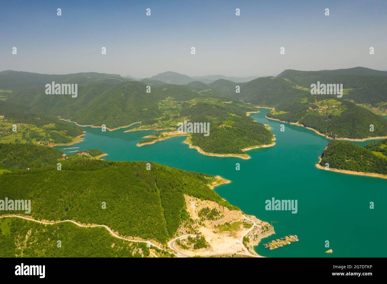 Aerial view at Zaovine lake from Tara mountain in Serbia Stock Photo ...