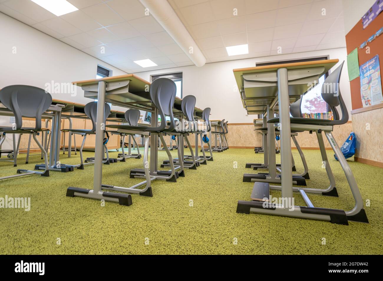 OUD BEIJERLAND, NETHERLANDS - Jun 21, 2021: A classroom for primary ...