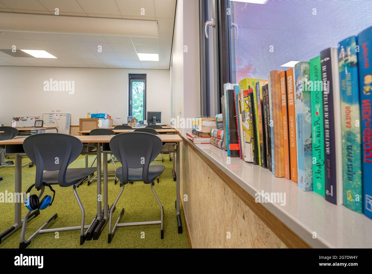 OUD BEIJERLAND, NETHERLANDS - Jun 21, 2021: A classroom for primary ...