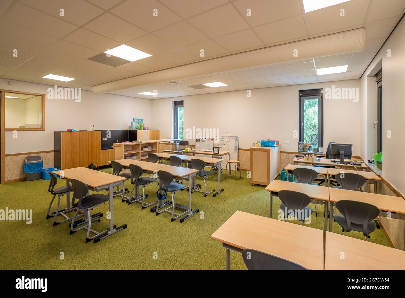 OUD BEIJERLAND, NETHERLANDS - Jun 21, 2021: A classroom for primary ...