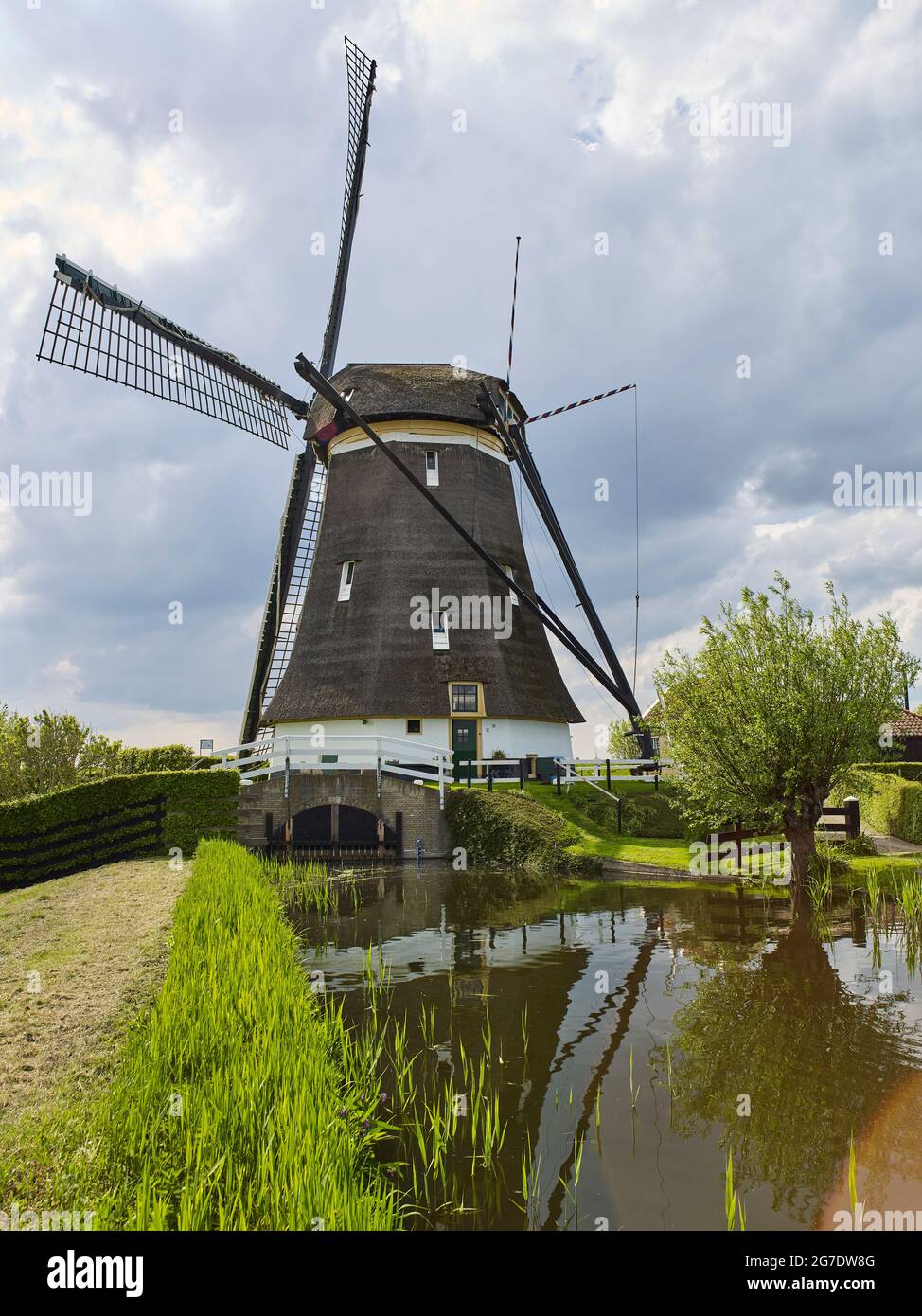 Dutch landscape with windmill in the polder Stock Photo - Alamy