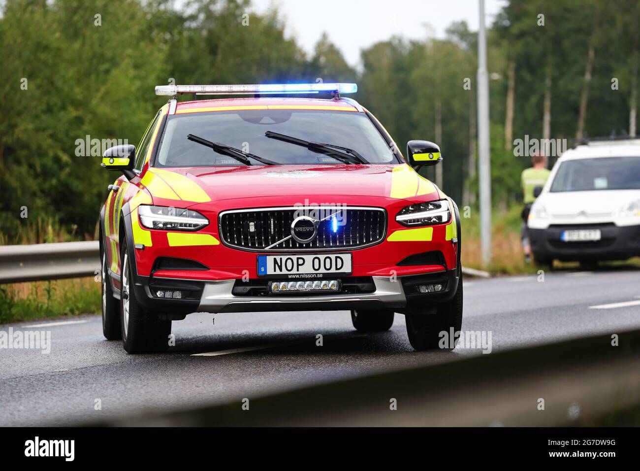 A Volvo rescue vehicle on site during a rescue operation Stock Photo ...