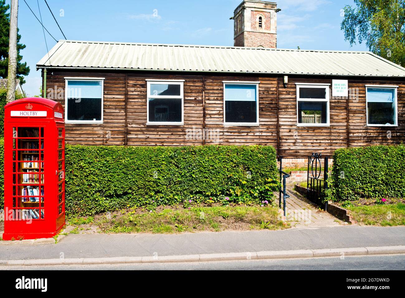 Telephone Booth and Village Hall, Holtby, North Yorkshire, England ...