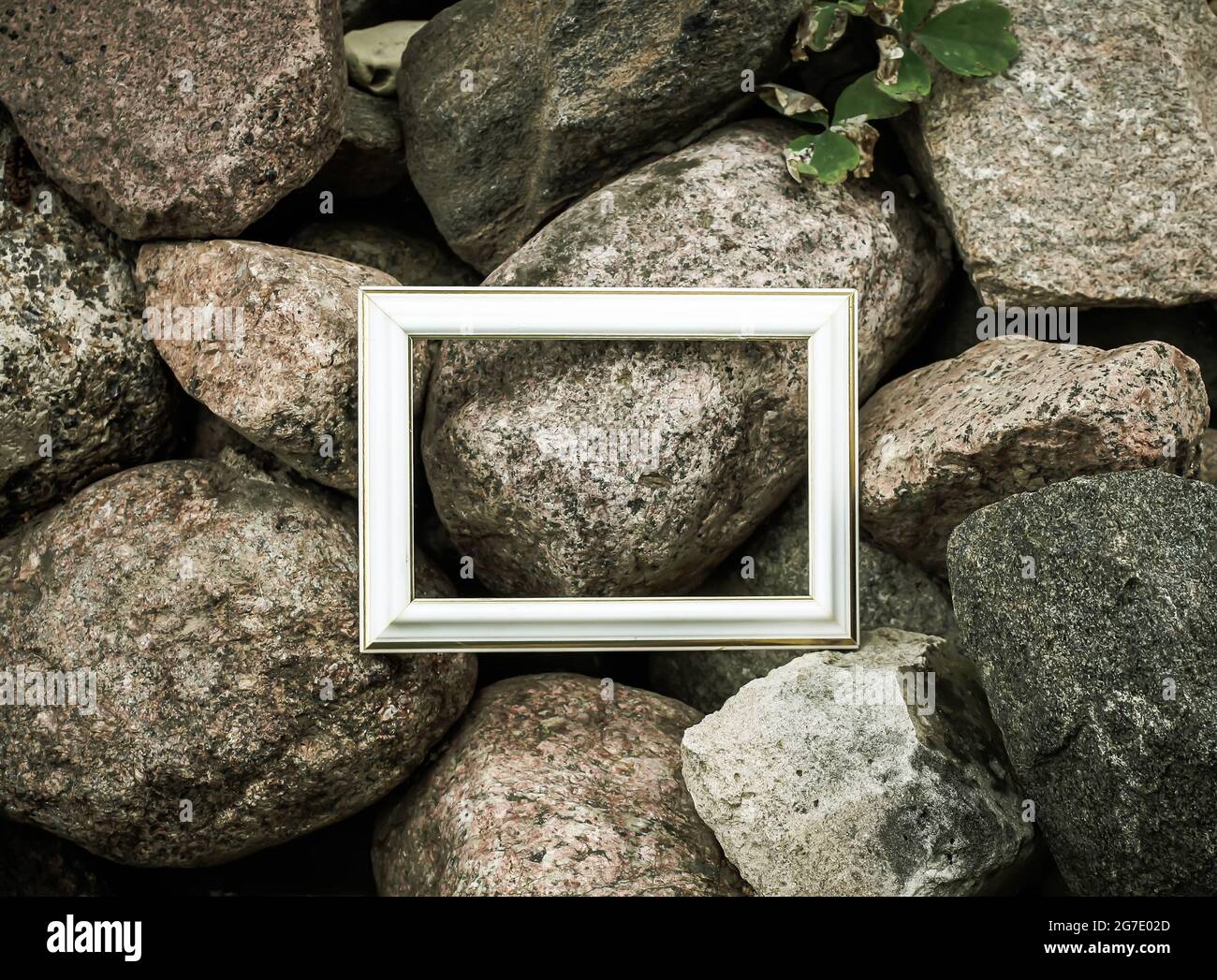Empty picture or photo frame on rough stone background Stock Photo - Alamy
