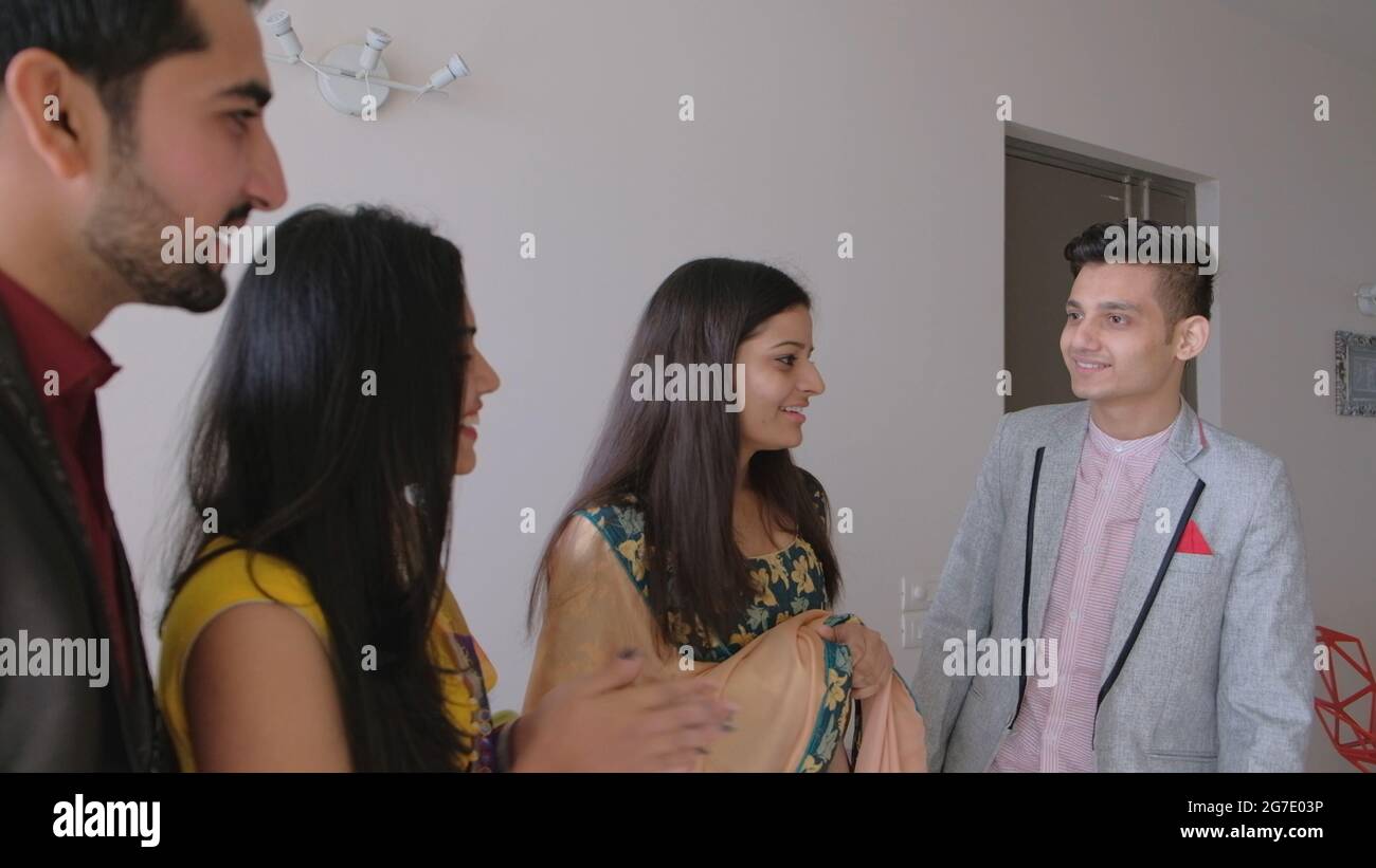 Indian lady man talking on hi-res stock photography and images - Alamy