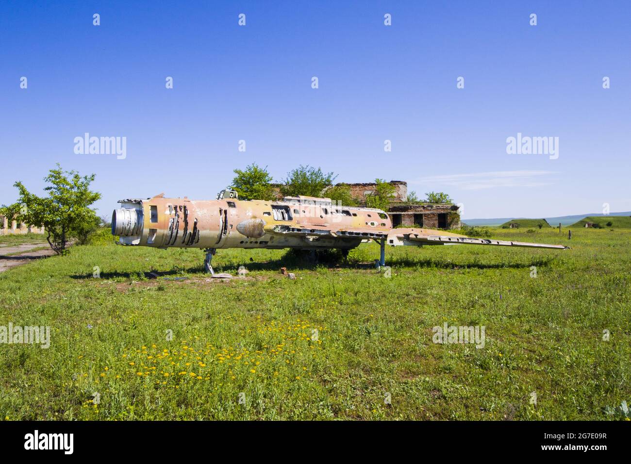 Soviet union army jet airplane in Shiraqi valley, Kakheti, Georgia ...