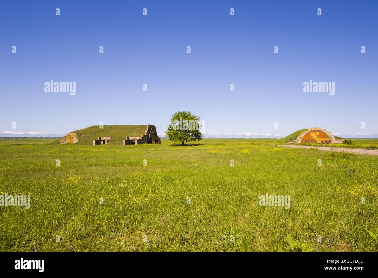 Scenic view of an abandoned Soviet Union army base, aviation place in ...
