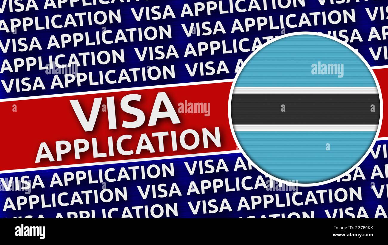 Botswana Circular Flag with Visa Application Titles - 3D Illustration ...