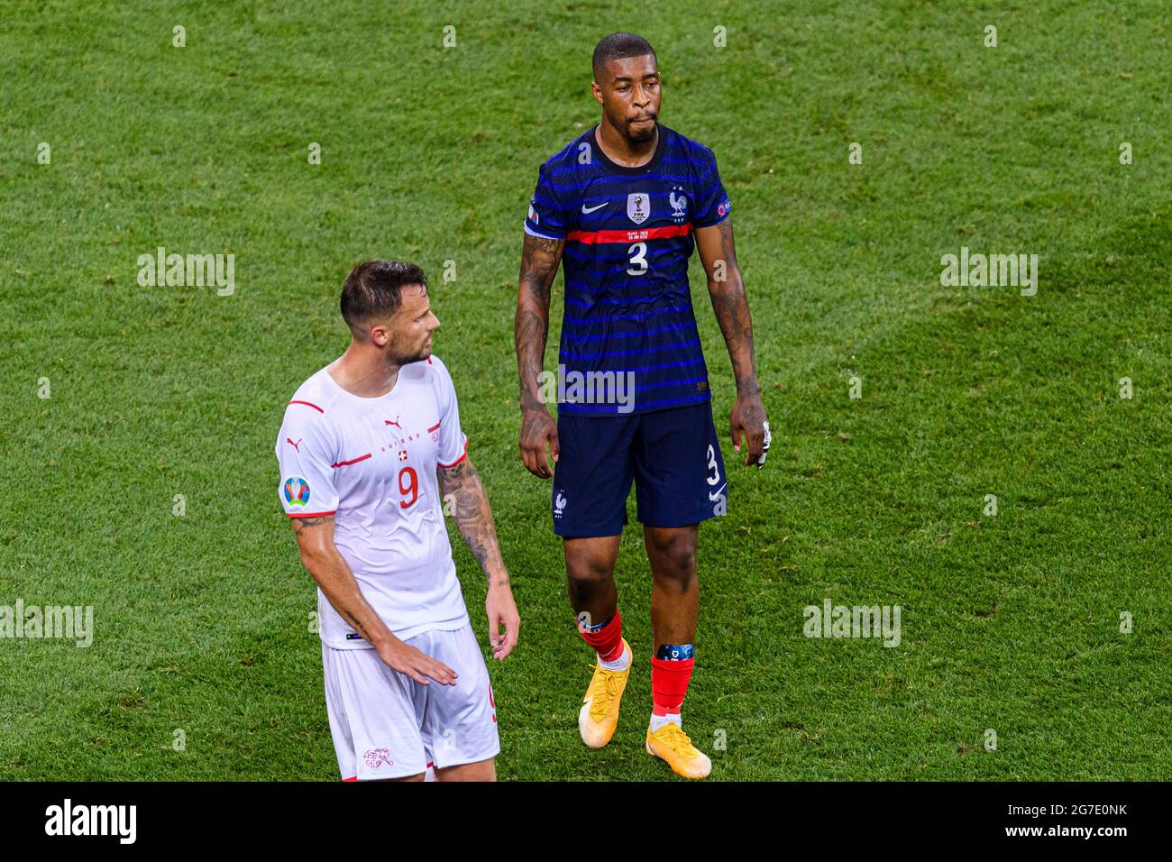 Bucharest, Romania - 28, June: Presnel Kimpembe of France (R) walks in ...