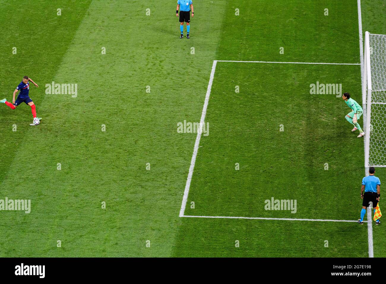 Bucharest, Romania - 28, June: Kylian Mbappe of France failures a free ...