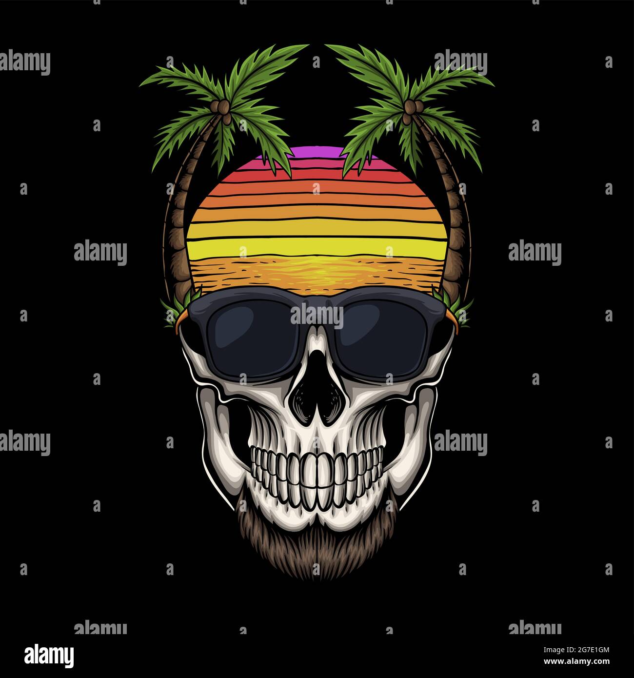 Skull sea retro vector illustration Stock Vector Image & Art - Alamy
