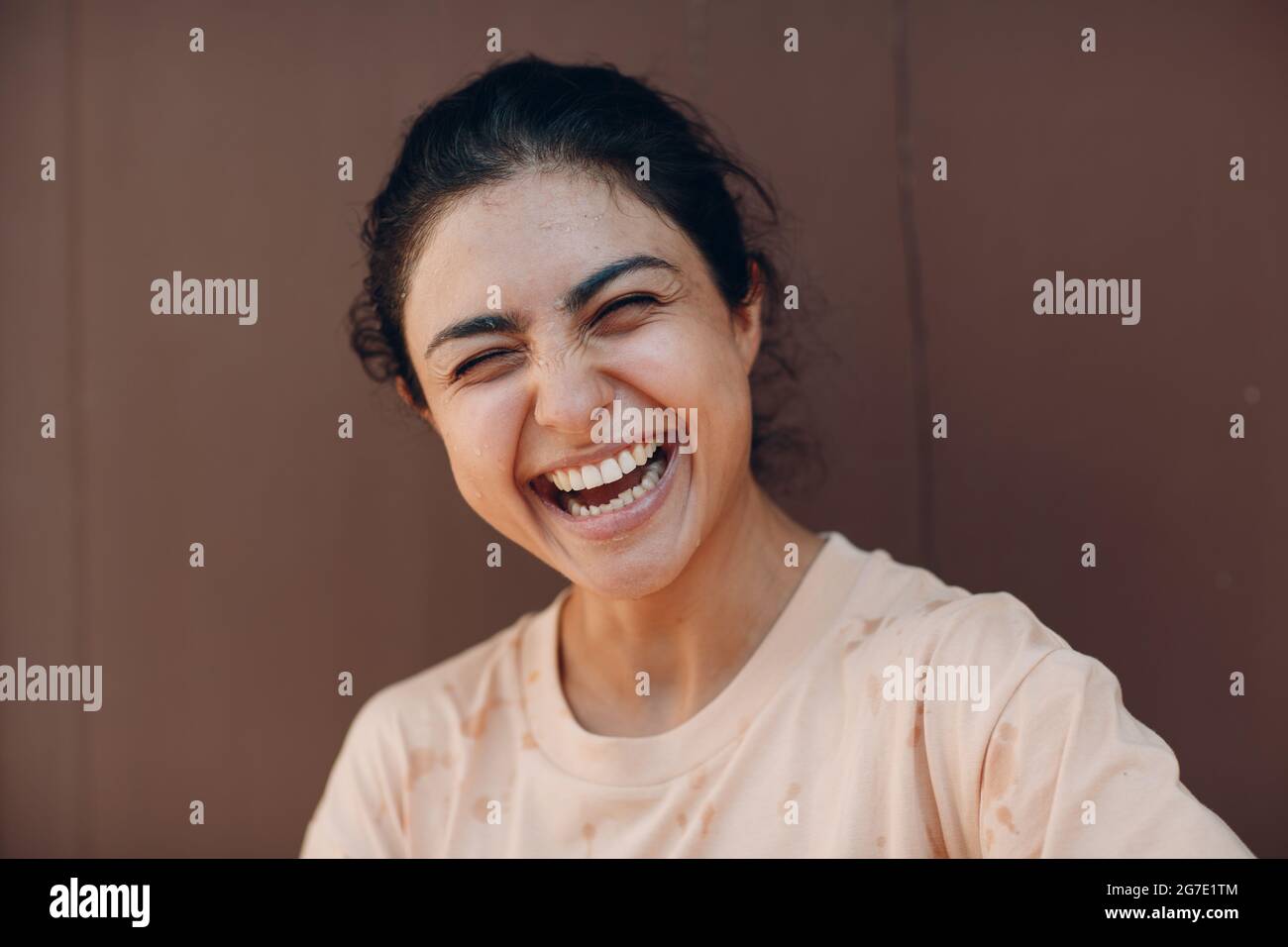 Portrait Of Beautiful Indian American Joyful Optimistic Positive Woman