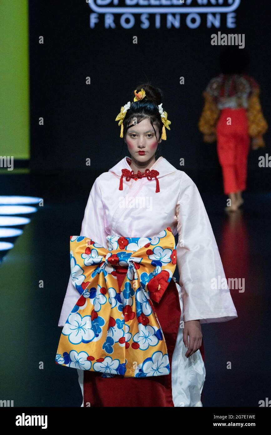 Roma - Models catwalk in Cinecittà Studios for AltaRoma 2021 Stock ...