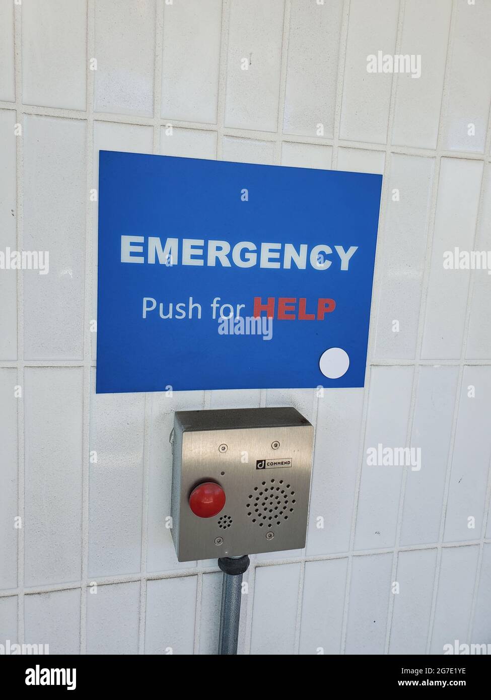 Emergency Call Button With Sign Reading Emergency Push For Help San