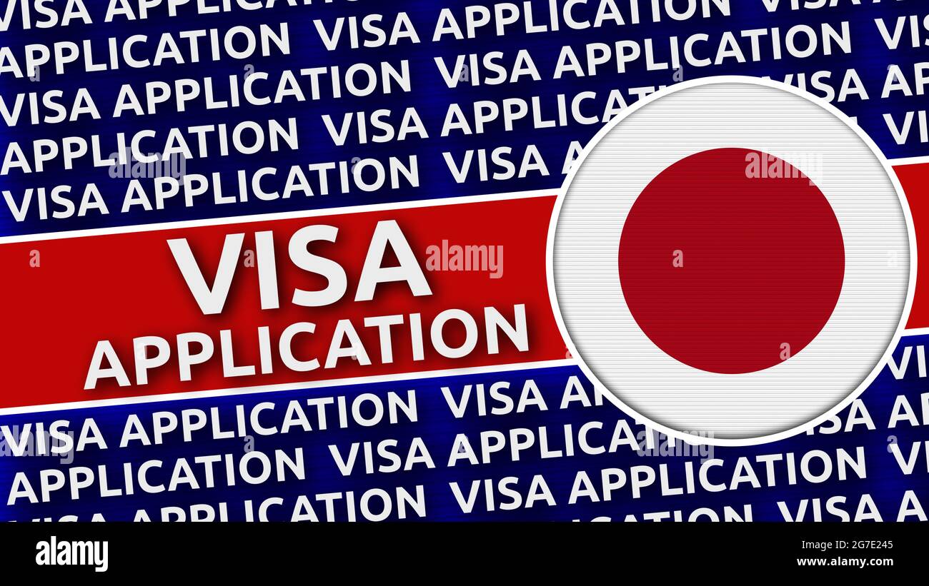 Japan Circular Flag with Visa Application Titles - 3D Illustration ...