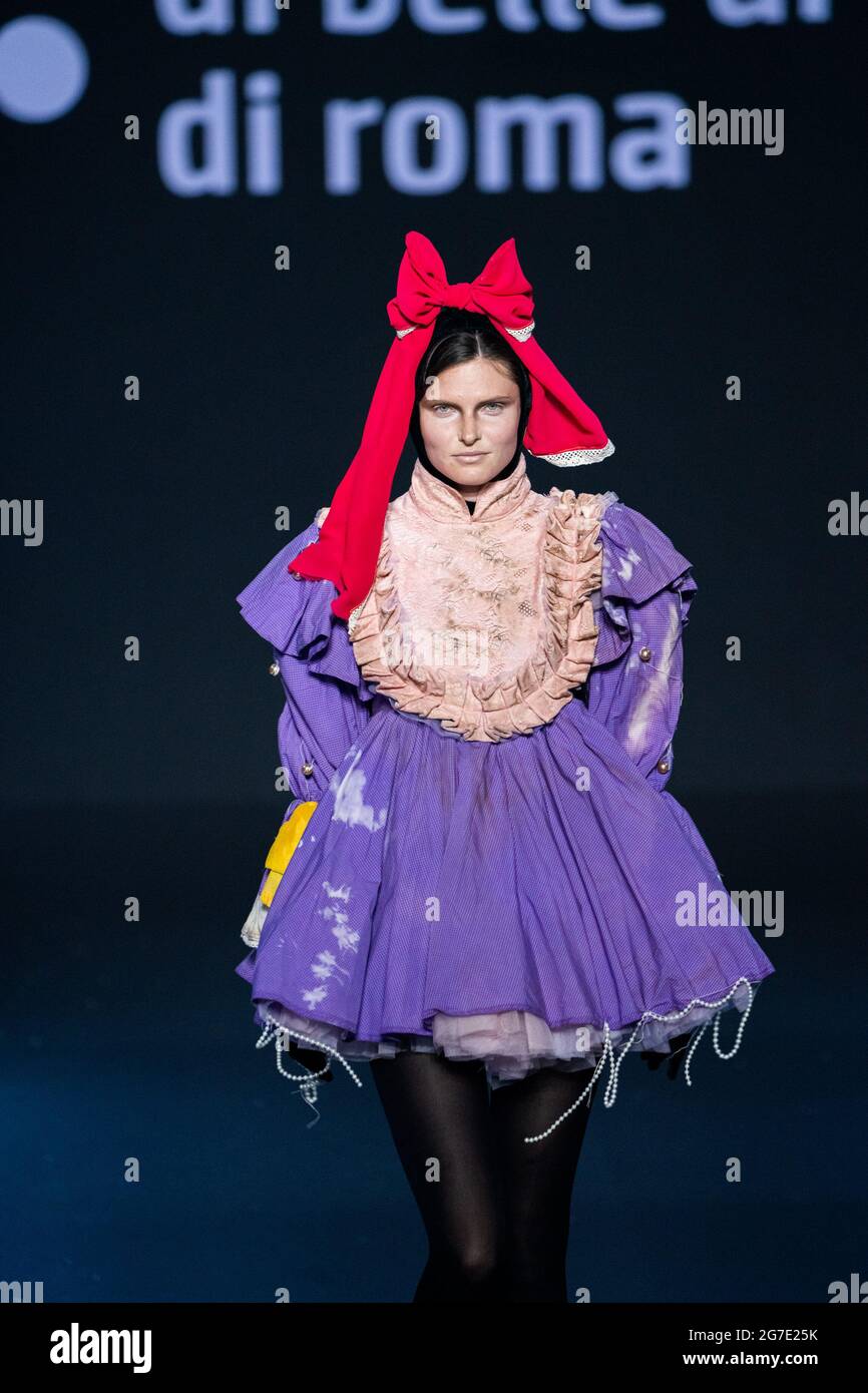 Roma - Models catwalk in Cinecittà Studios for AltaRoma 2021 Stock ...