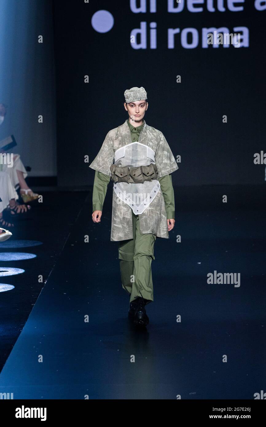 Roma - Models catwalk in Cinecittà Studios for AltaRoma 2021 Stock ...