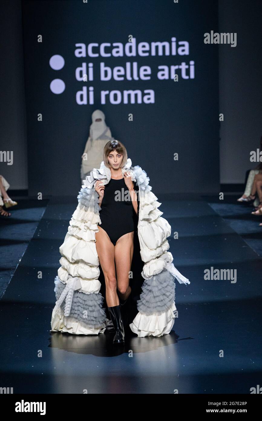 Roma - Models catwalk in Cinecittà Studios for AltaRoma 2021 Stock ...