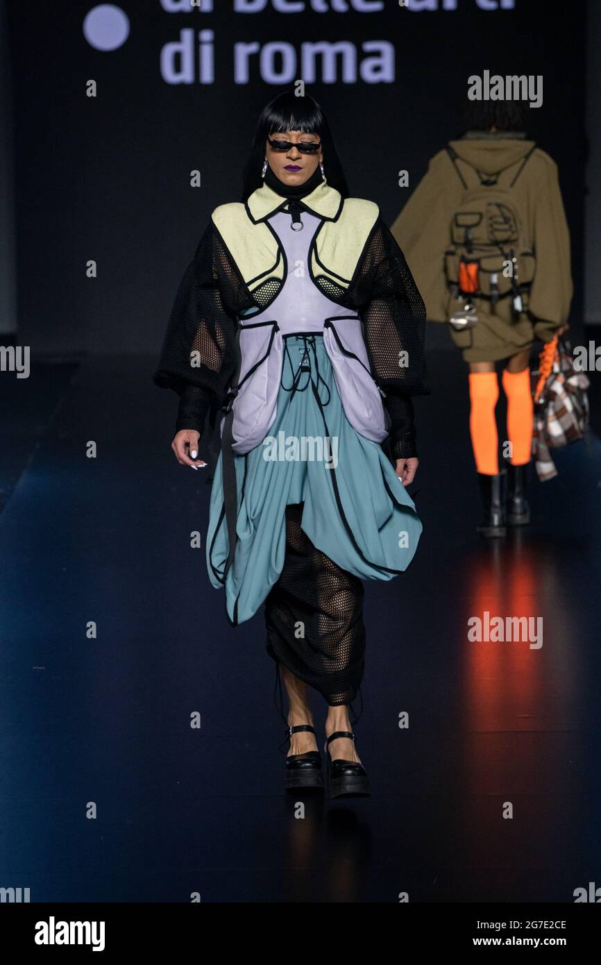 Roma - Models catwalk in Cinecittà Studios for AltaRoma 2021 Stock ...
