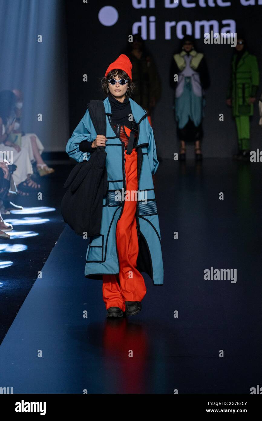 Roma - Models catwalk in Cinecittà Studios for AltaRoma 2021 Stock ...