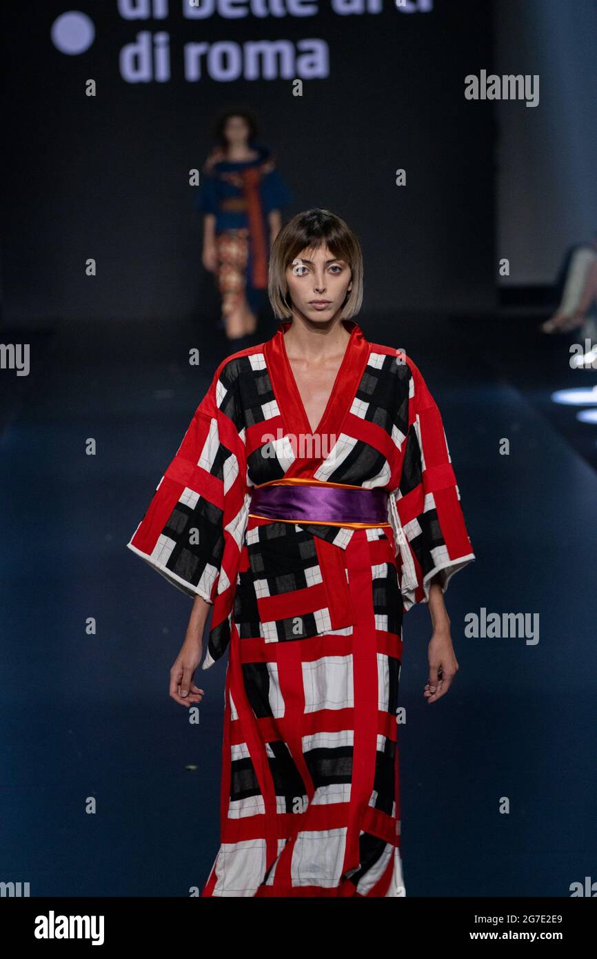 Roma - Models catwalk in Cinecittà Studios for AltaRoma 2021 Stock ...